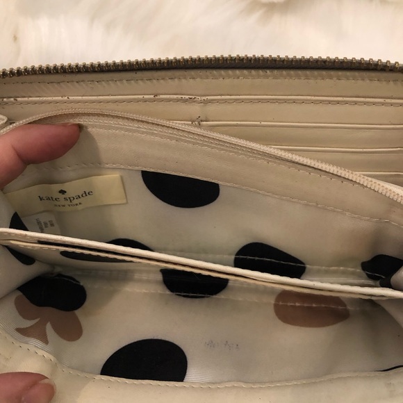 kate spade | Bags | Pre Loved Kate Spade Gray Large Leather Wallet ...